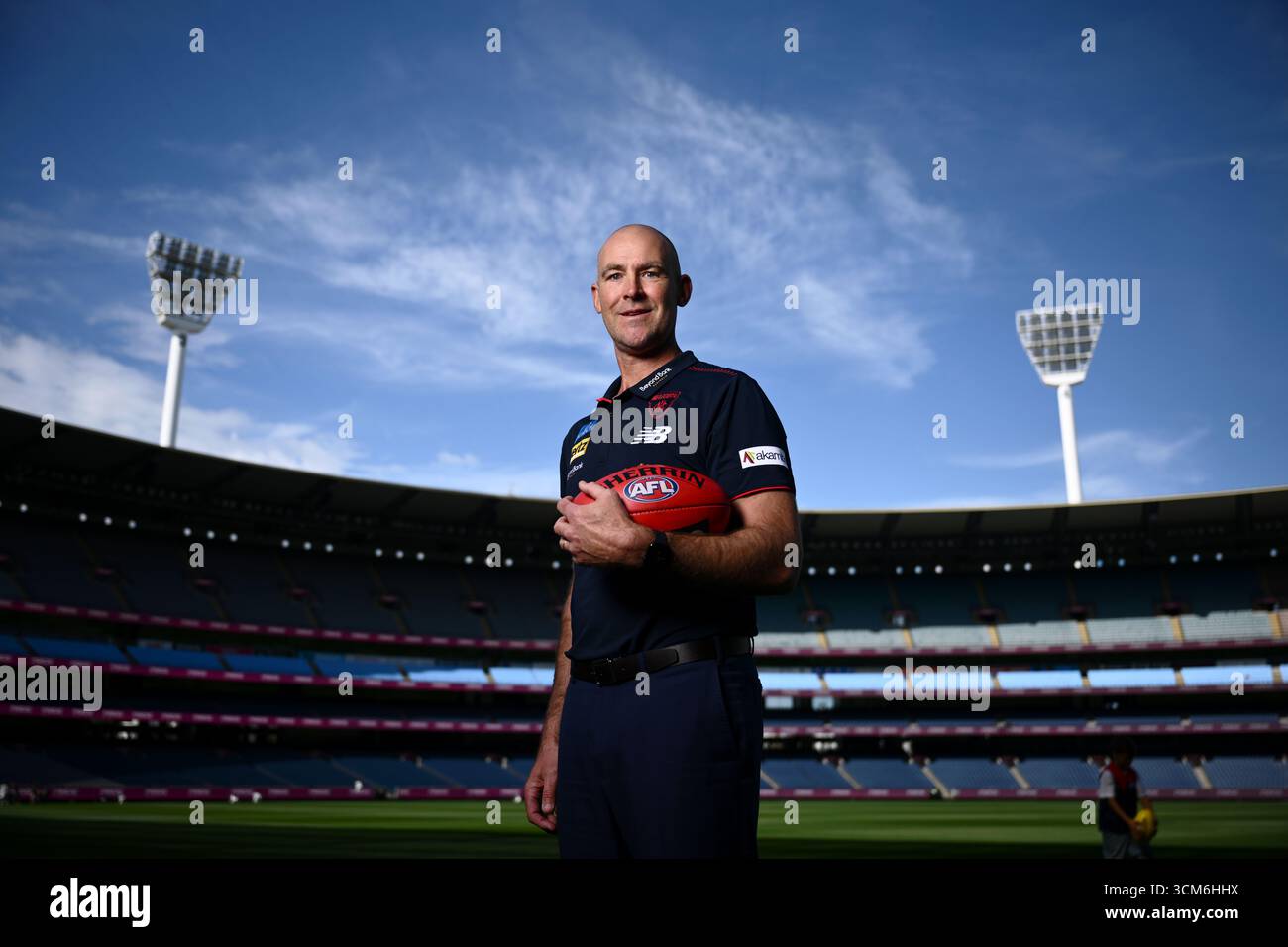 Newly appointed Melbourne Demons AFL Senior Coach Steven King poses for ...