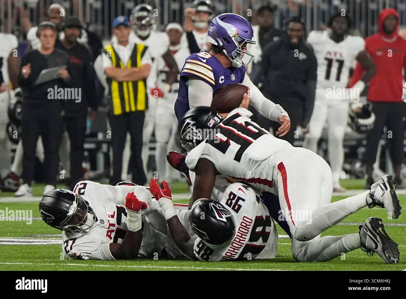 Atlanta Falcons defensive end Zach Harrison (96) sacks Minnesota ...