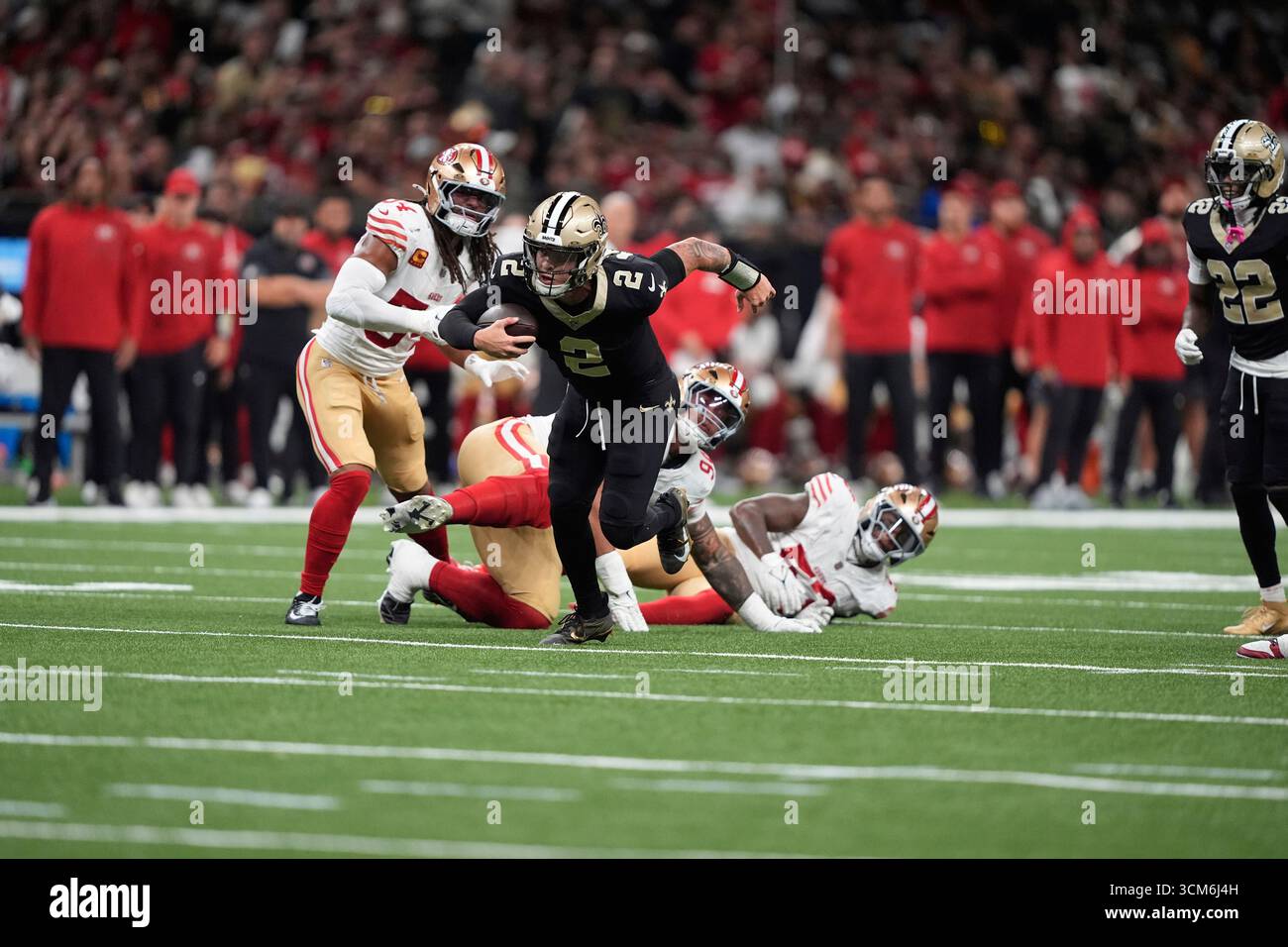 New Orleans Saints quarterback Spencer Rattler (2) carries in the first ...