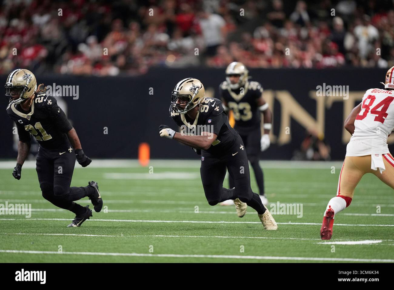 New Orleans Saints defensive end Cameron Jordan (94) rushes off the ...