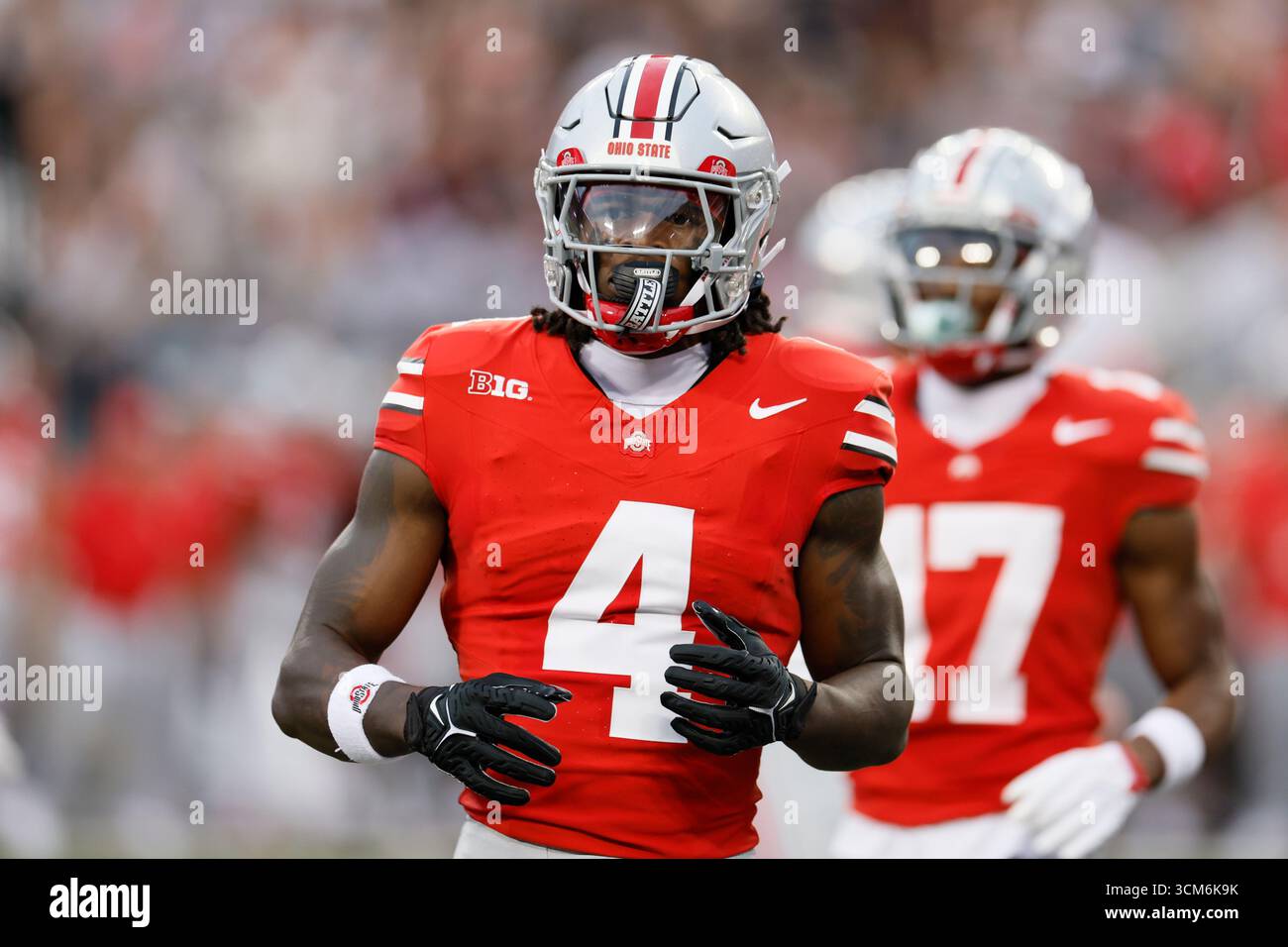 Ohio State receiver Jeremiah Smith plays against Ohio during an NCAA ...