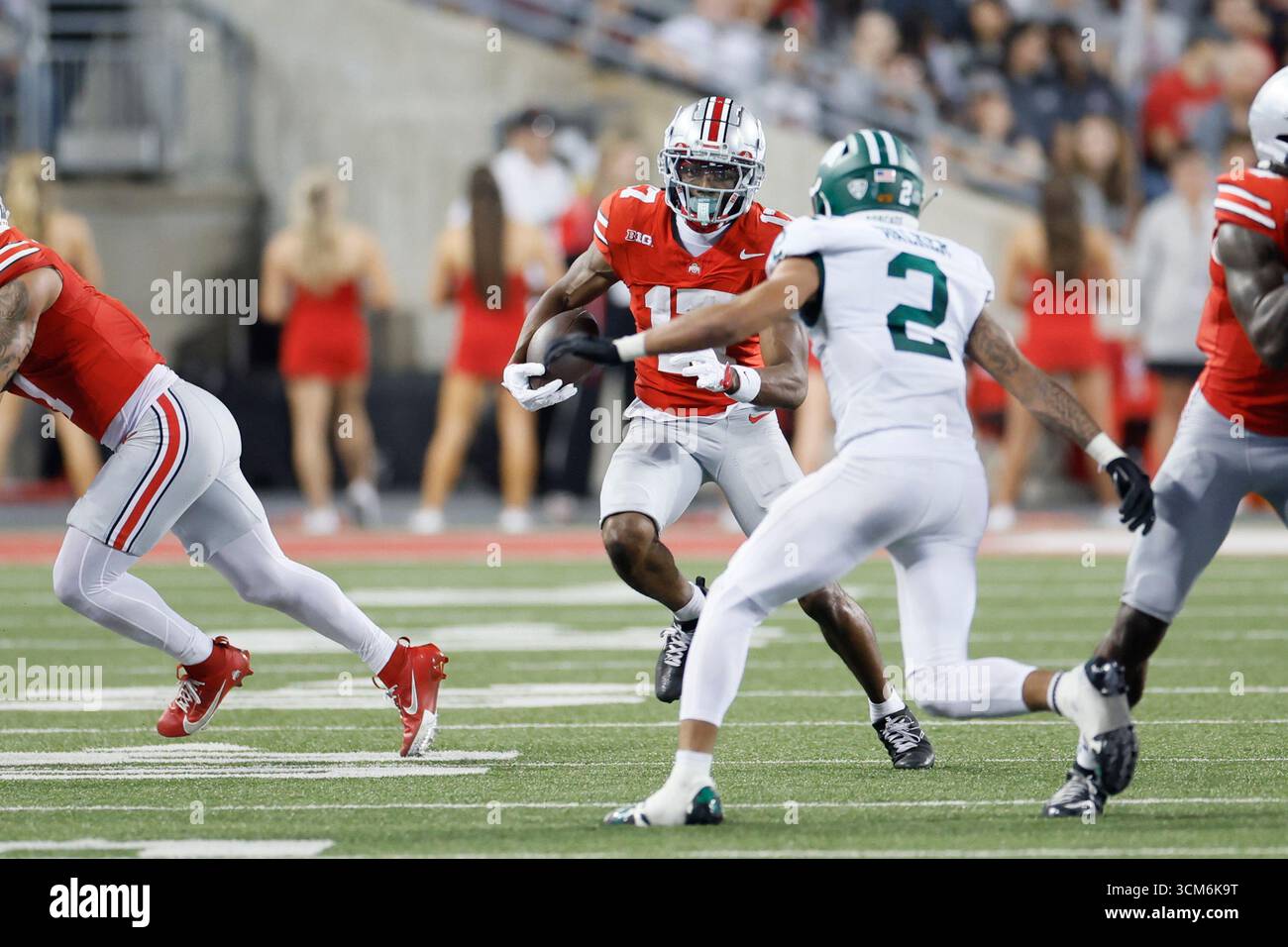 Ohio State receiver Carnell Tate plays against Ohio during an NCAA ...