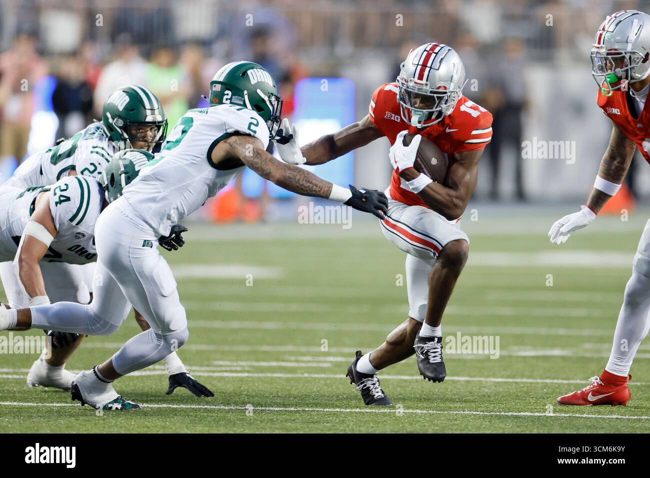 Ohio State receiver Carnell Tate plays against Ohio during an NCAA ...