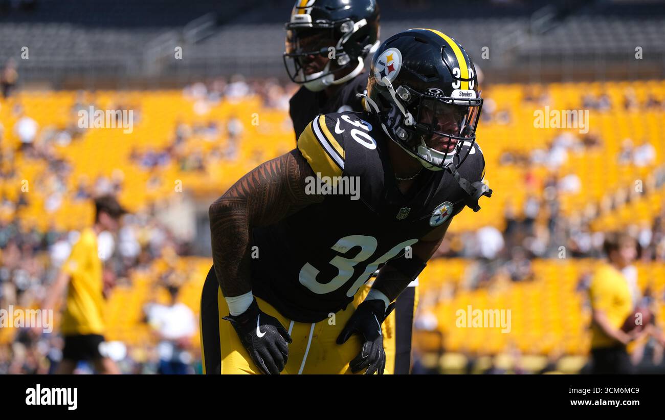 SEPT 14, 2025: Jaylen Warren #30 during the 2025 Steelers vs Seahawks ...