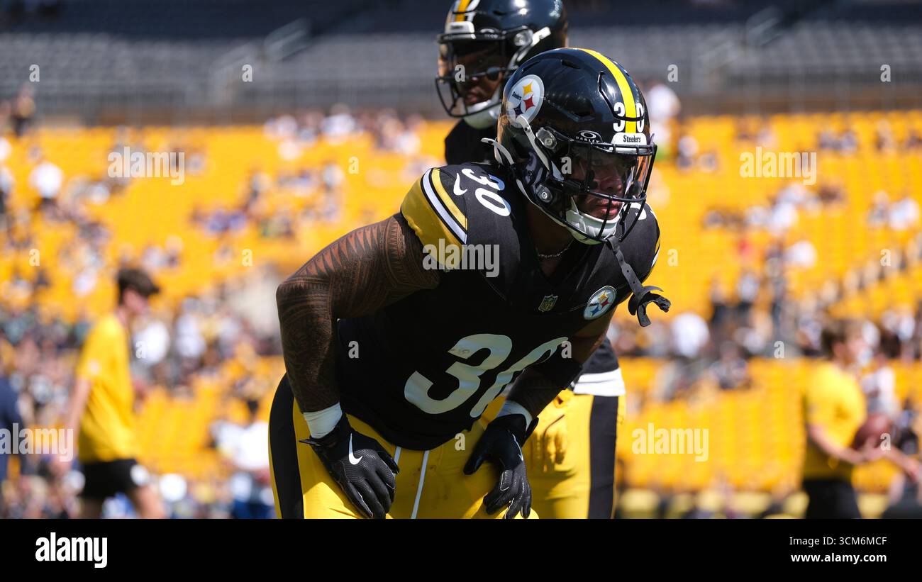 SEPT 14, 2025: Jaylen Warren #30 during the 2025 Steelers vs Seahawks ...