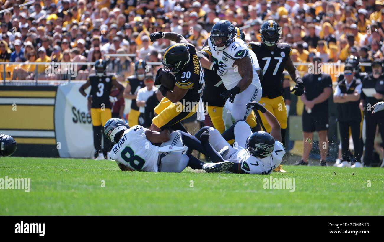 SEPT 14, 2025: Jaylen Warren #30 during the 2025 Steelers vs Seahawks ...