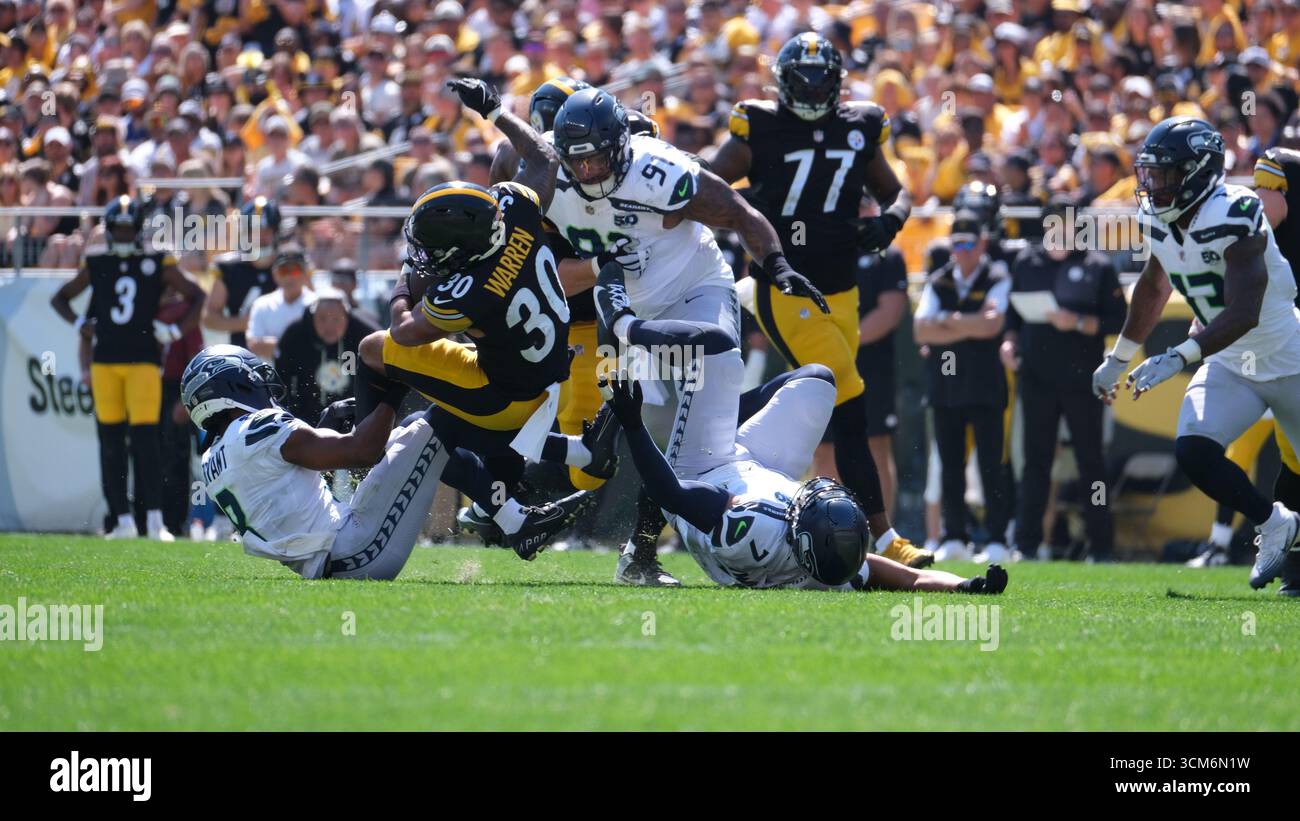 SEPT 14, 2025: Jaylen Warren #30 during the 2025 Steelers vs Seahawks ...