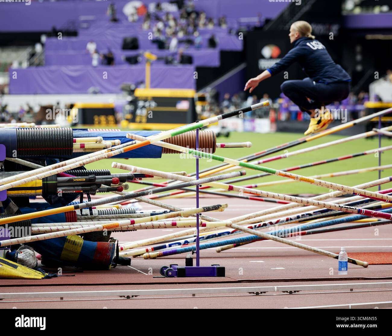 TOKYO – Pole vaulting in the center of the stadium during the women's ...