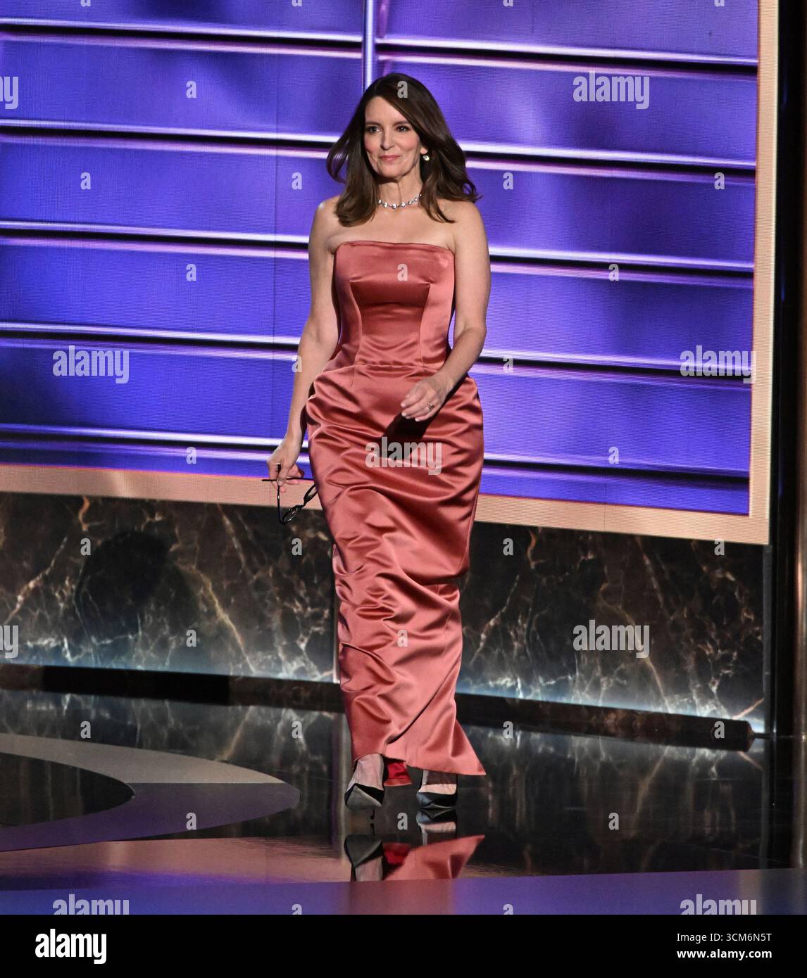Tina Fey at the 77th Emmy Awards on Sunday, Sept. 14, 2025 at the Peacock Theater in Los Angeles ...