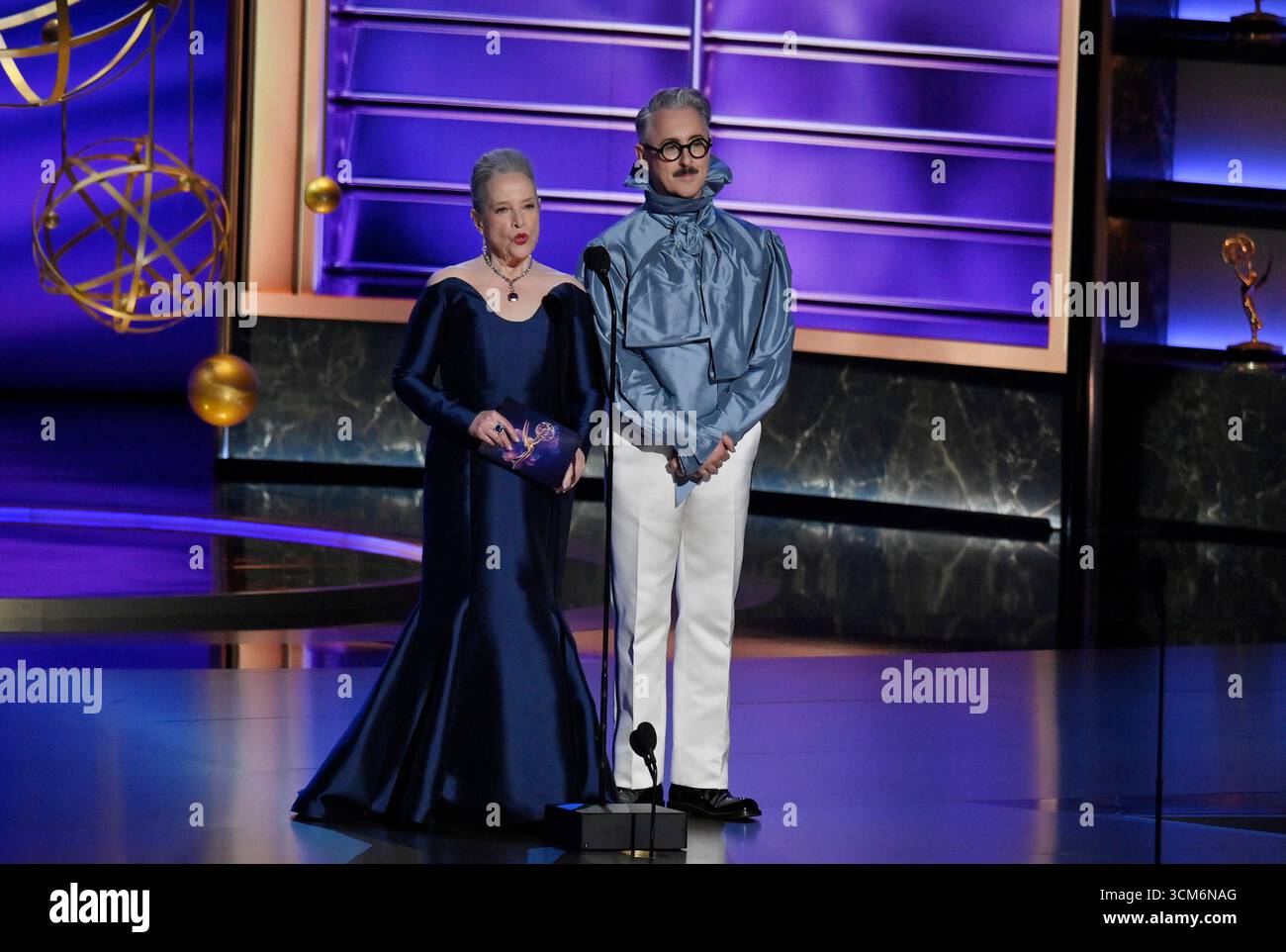 Kathy Bates and Alan Cumming speak onstage at the 77th annual Primetime ...