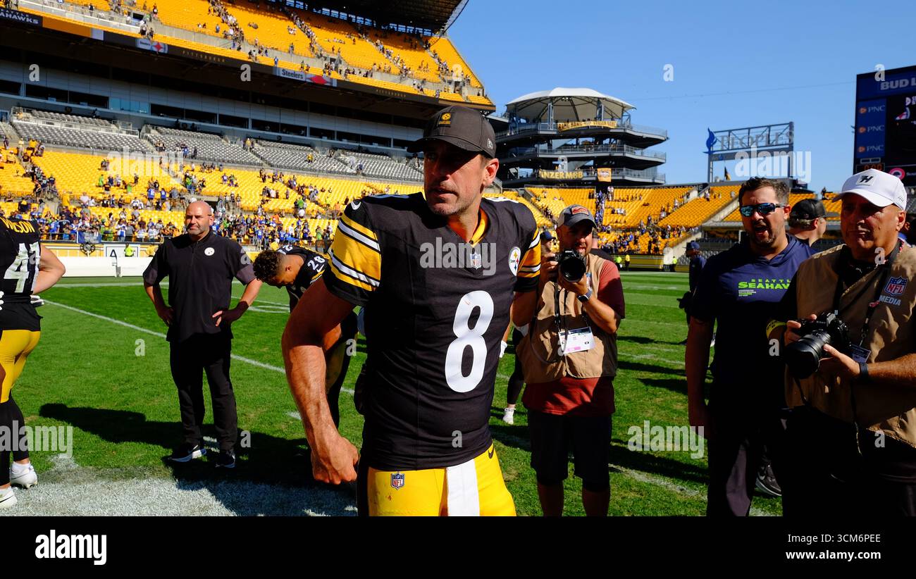 SEPT 14, 2025: Aaron Rodgers #8 during the 2025 Steelers vs Seahawks ...