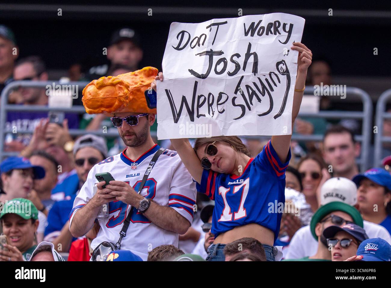 Buffalo Bills fans with a sign for quarterback Josh Allen (17) during ...