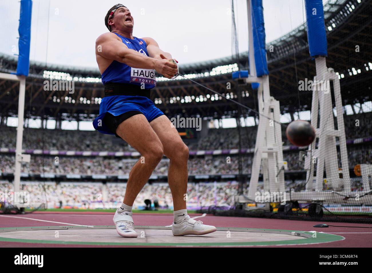United States' Daniel Haugh makes an attempt during the men's hammer ...