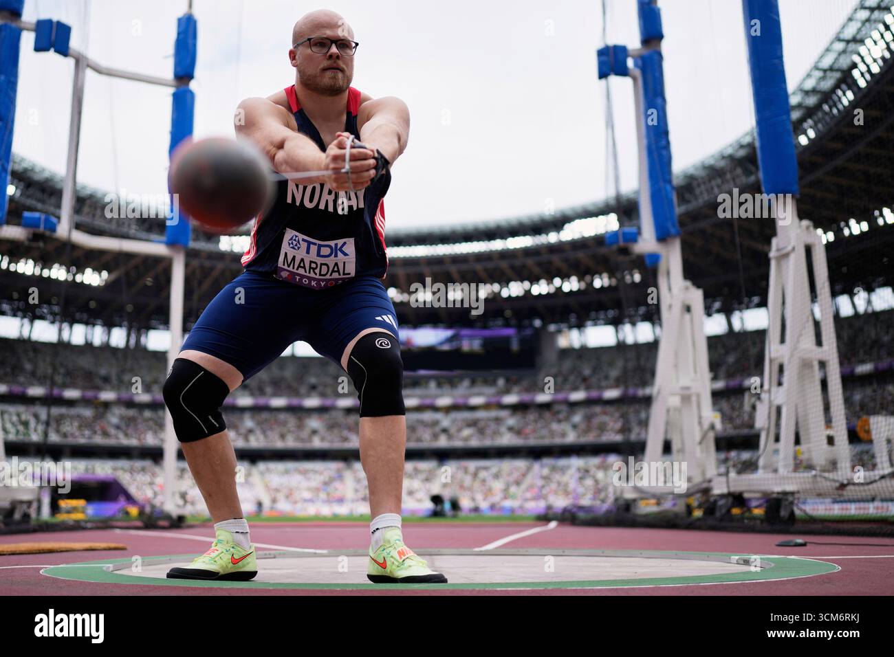 Norway's Thomas Mardal makes an attempt during the men's hammer throw ...