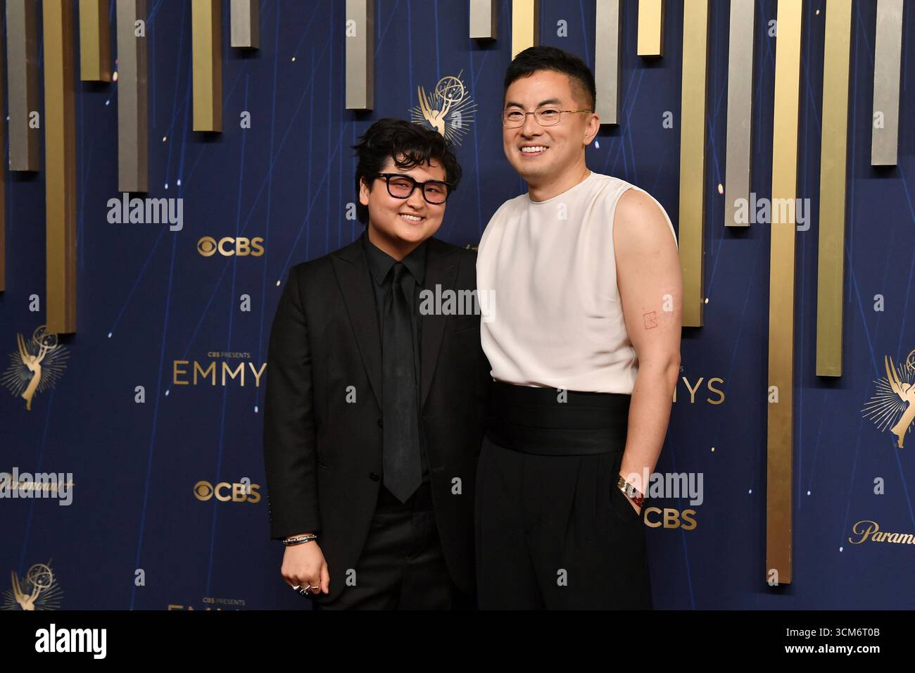 Celeste Yim and Bowen Yang arrive at the 77th Primetime Emmy Awards on ...