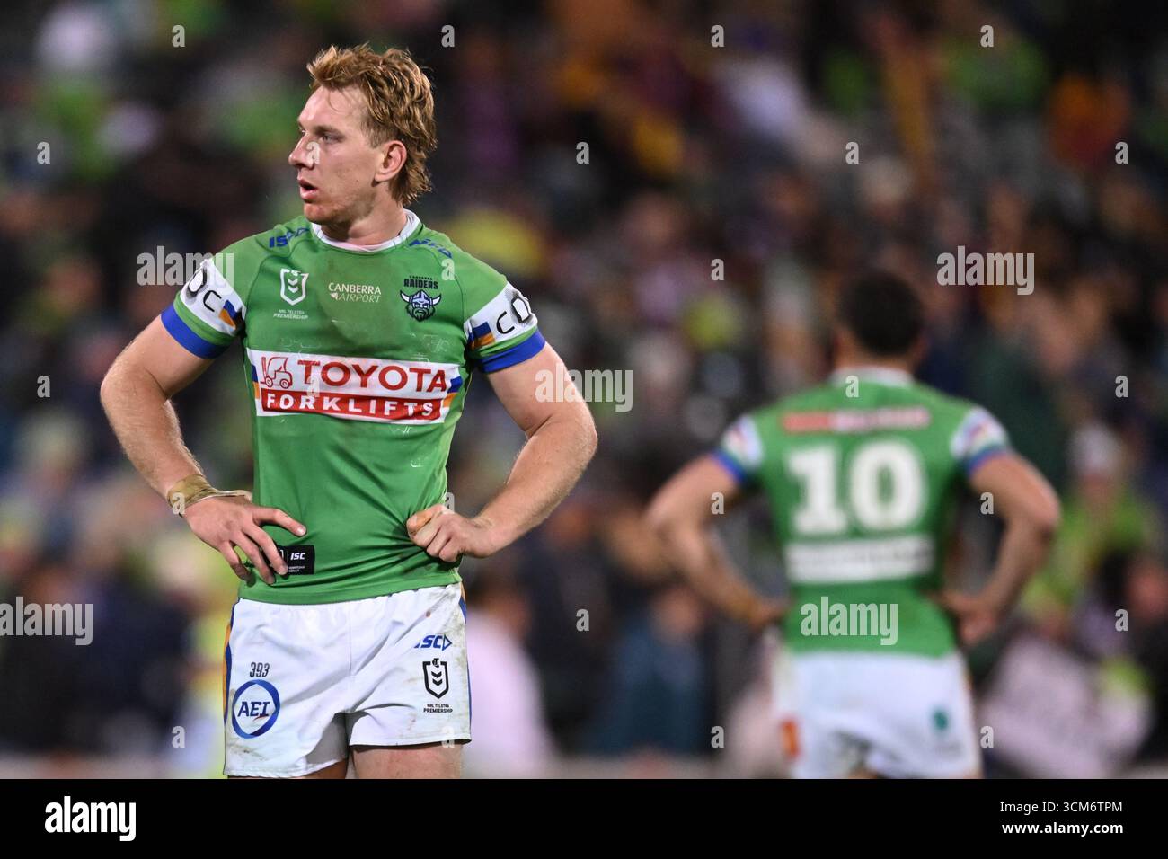 Zac Hosking of the Raiders reacts after loosing the NRL Qualifying ...