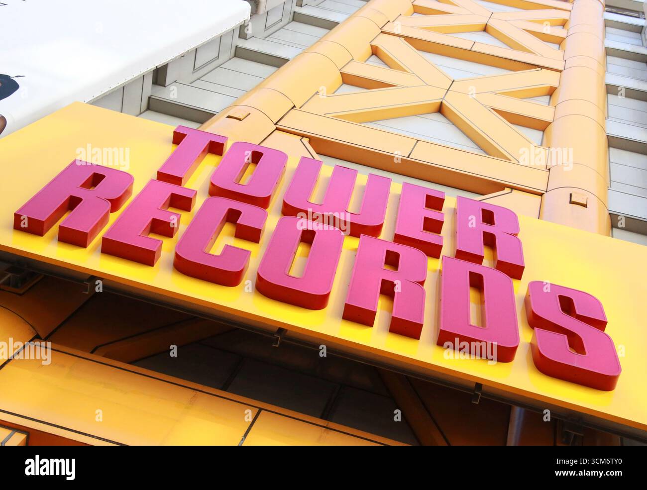 The logo of Tower Records is seen in Shibuya Ward, Tokyo on September ...