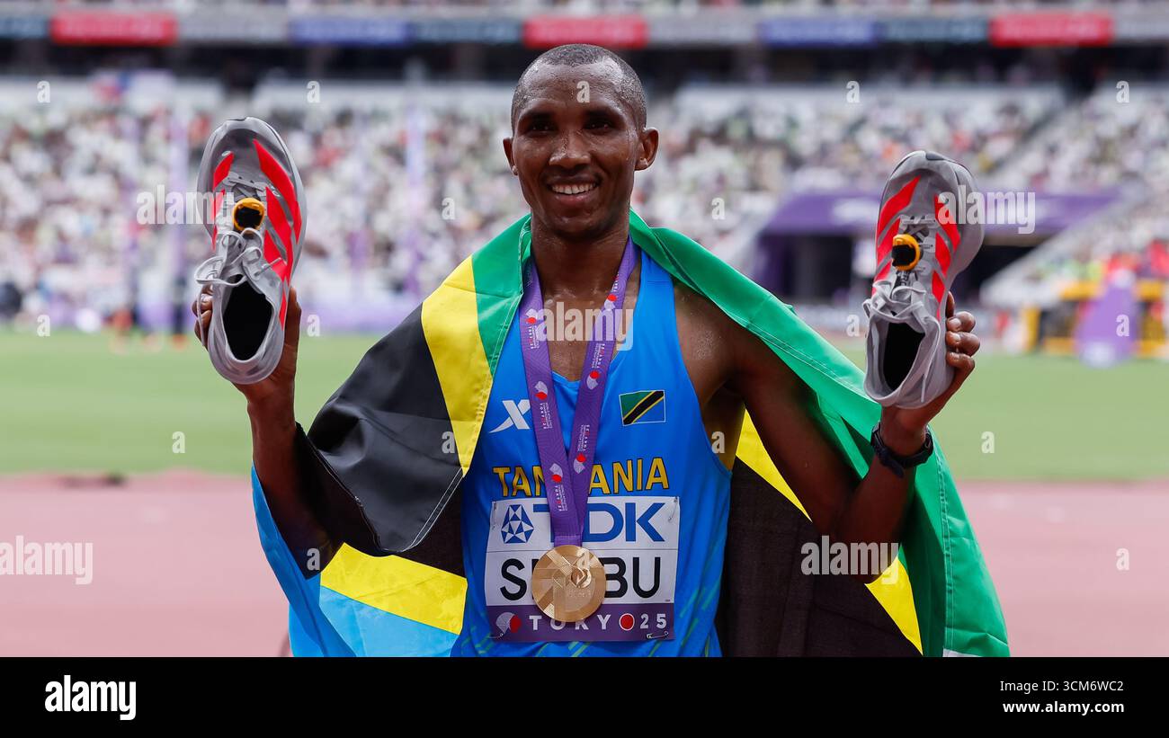 Alphonce Felix SIMBU of Tanzania winner of the Gold Medal during the ...