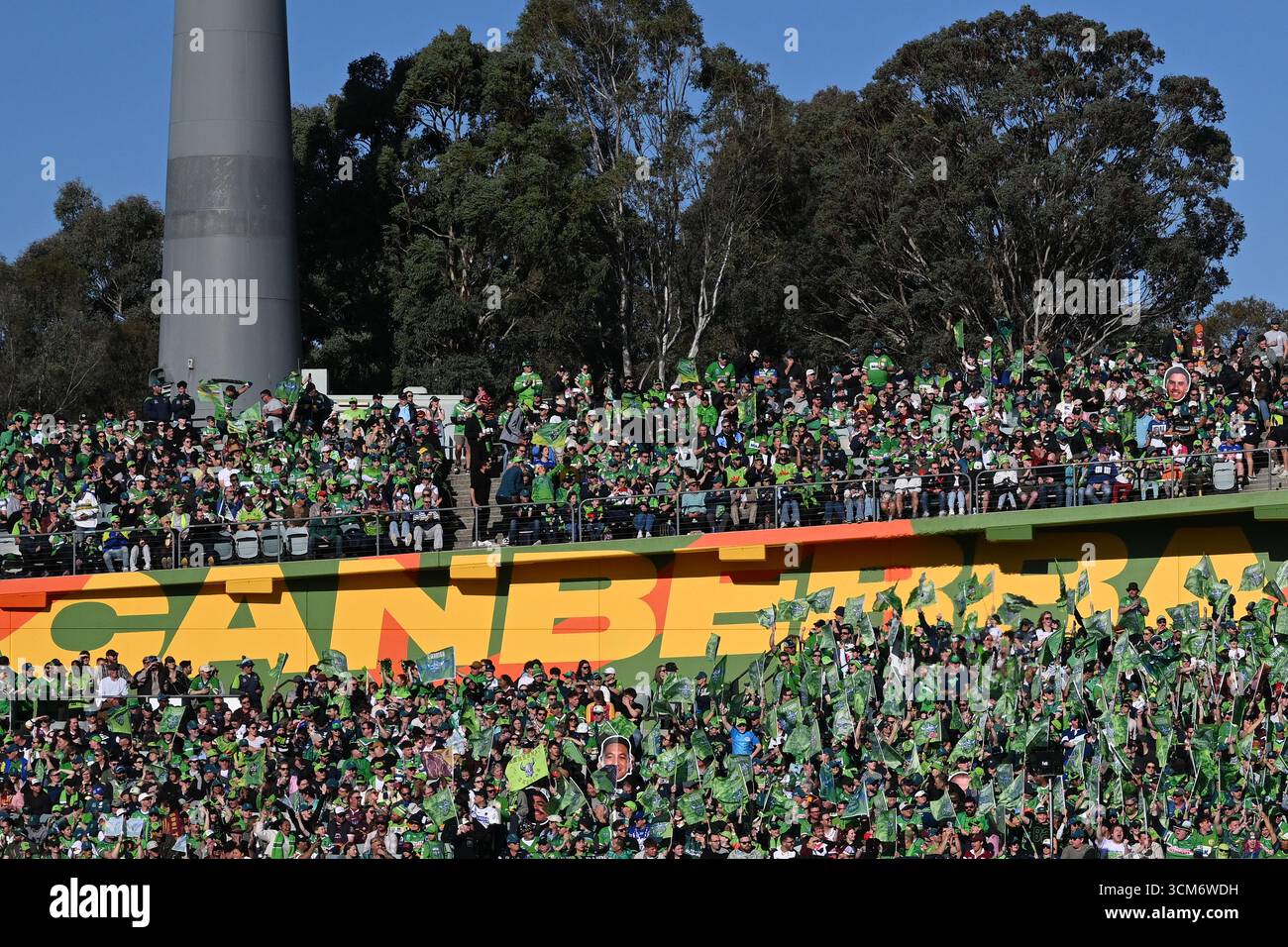 Raiders fans show their support during the NRL Qualifying Final match ...