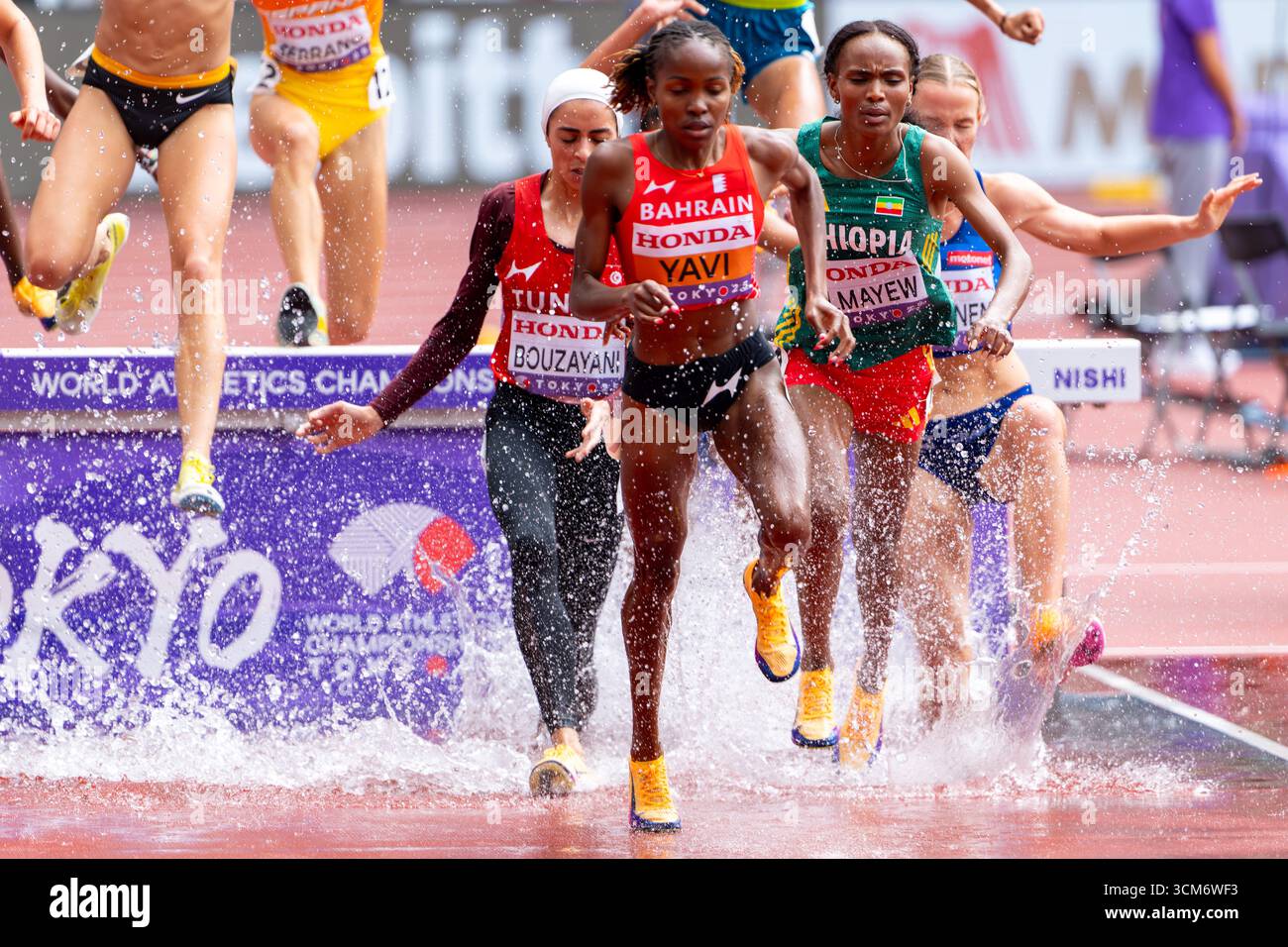 TOKYO, JAPAN - SEPTEMBER 15: Sembo Almayew of Ethiopia competing during the Women's 3000m ...