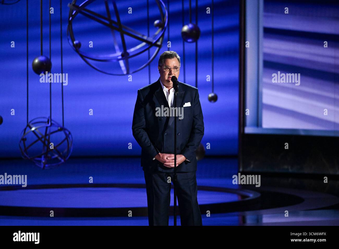 Vince Gill speaks onstage during the 77th Emmy Awards on Sunday, Sept. 14, 2025 at the Peacock ...