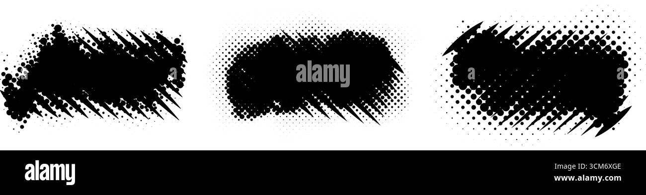 Grunge comic pop art banner set. Rough dotted and striped grainy dirty ...