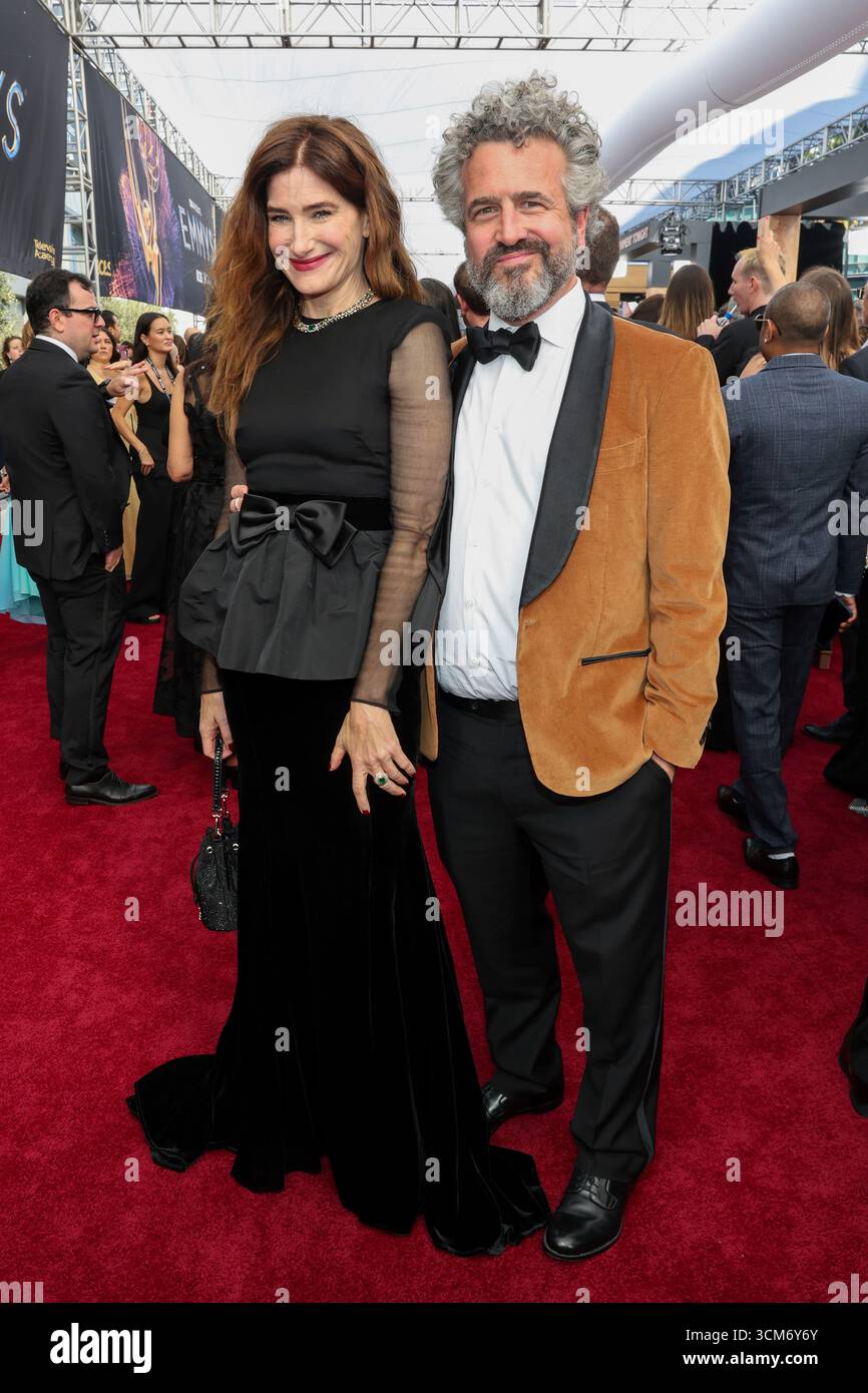 Kathryn Hahn and Ethan Sandler walk the red carpet at the 77th Emmy ...