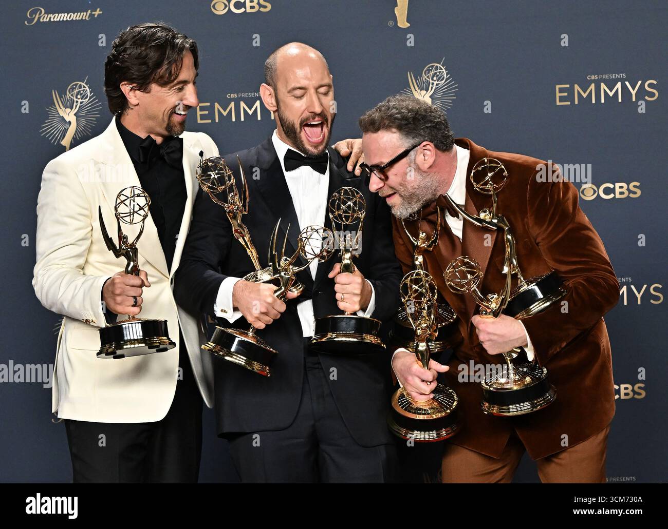 Los Angeles, USA. 14th Sep, 2025. James Weaver, Evan Goldberg and Seth ...