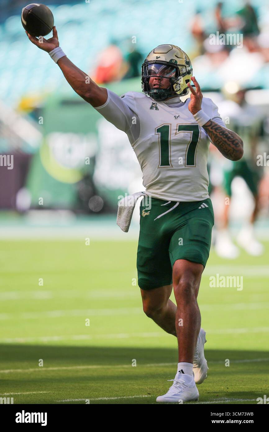 MIAMI GARDENS, FL - SEPTEMBER 13: South Florida Bulls quarterback Byrum ...