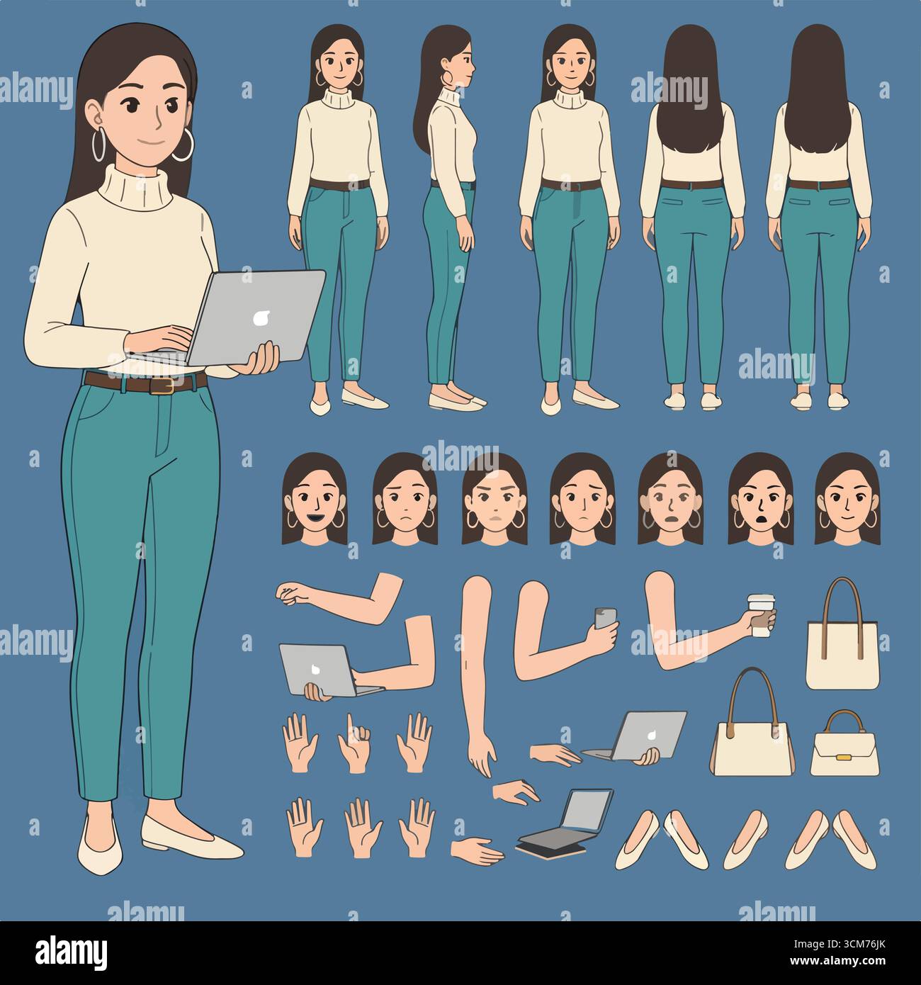 Female character model sheet hi-res stock photography and images - Alamy