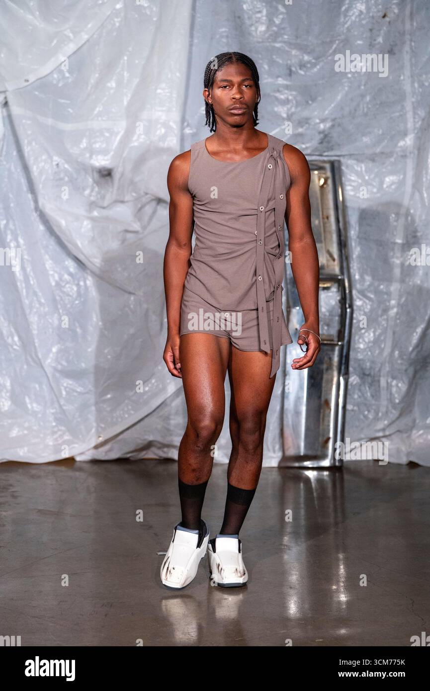 NEW YORK, NEW YORK - SEPTEMBER 14: A model walks the runway for the ...