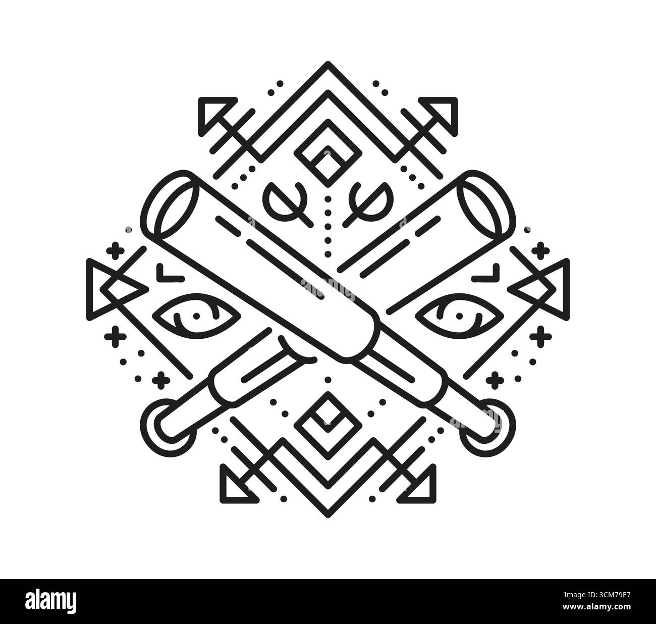 Pirate crossed spyglasses esoteric line symbol. Filibuster sailing ...