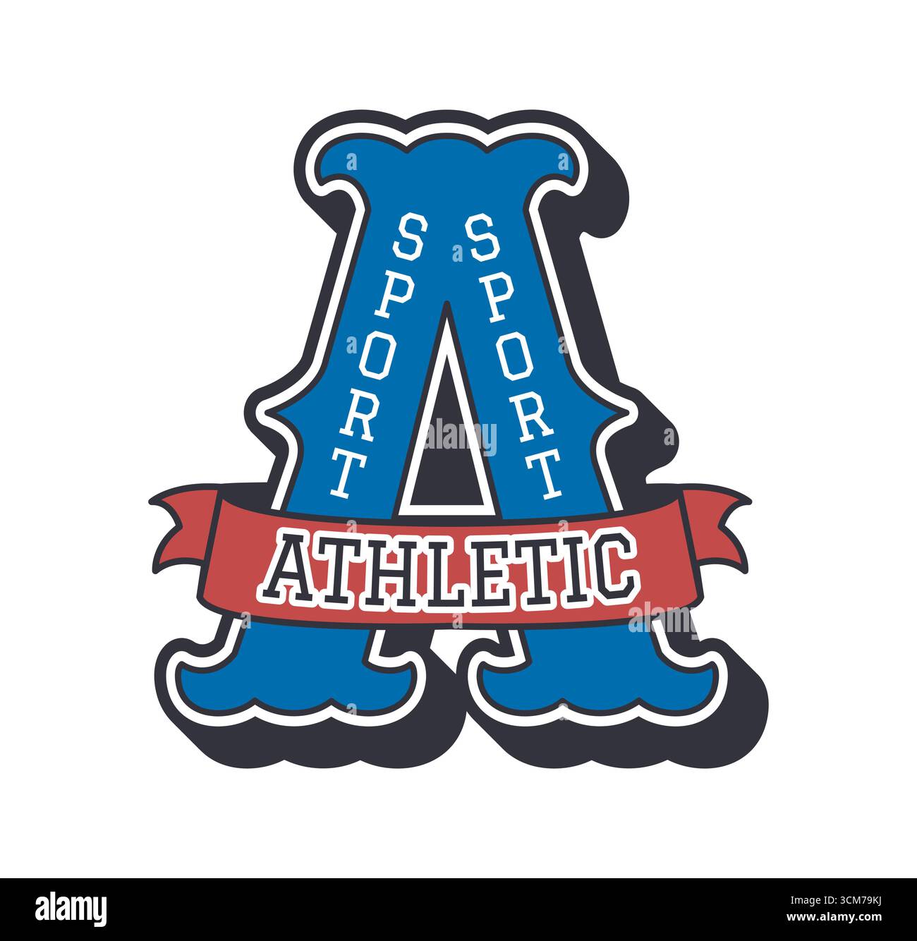 Varsity sport letter A, college club patch label. Campus champion ...