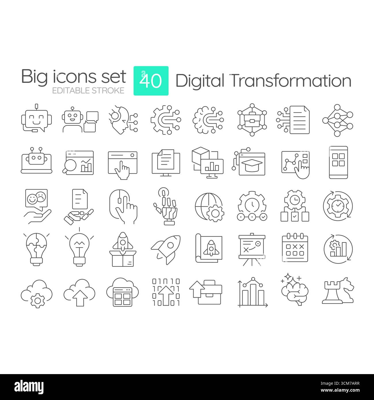 Digital transformation outline icons Stock Vector Images - Alamy