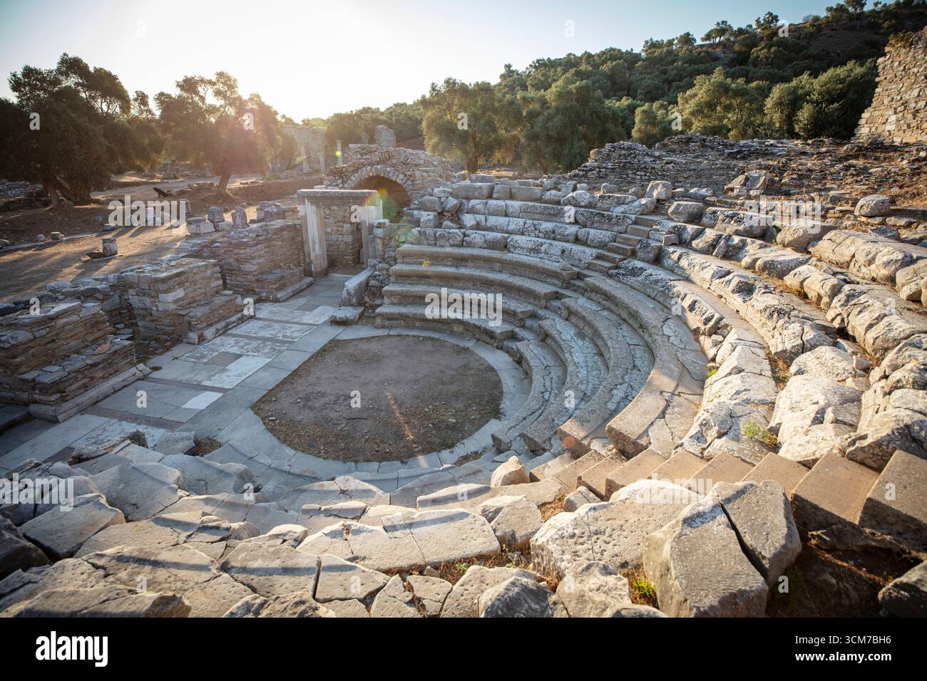 View of the ruins of Iasos Ancient City in the morning sun ...