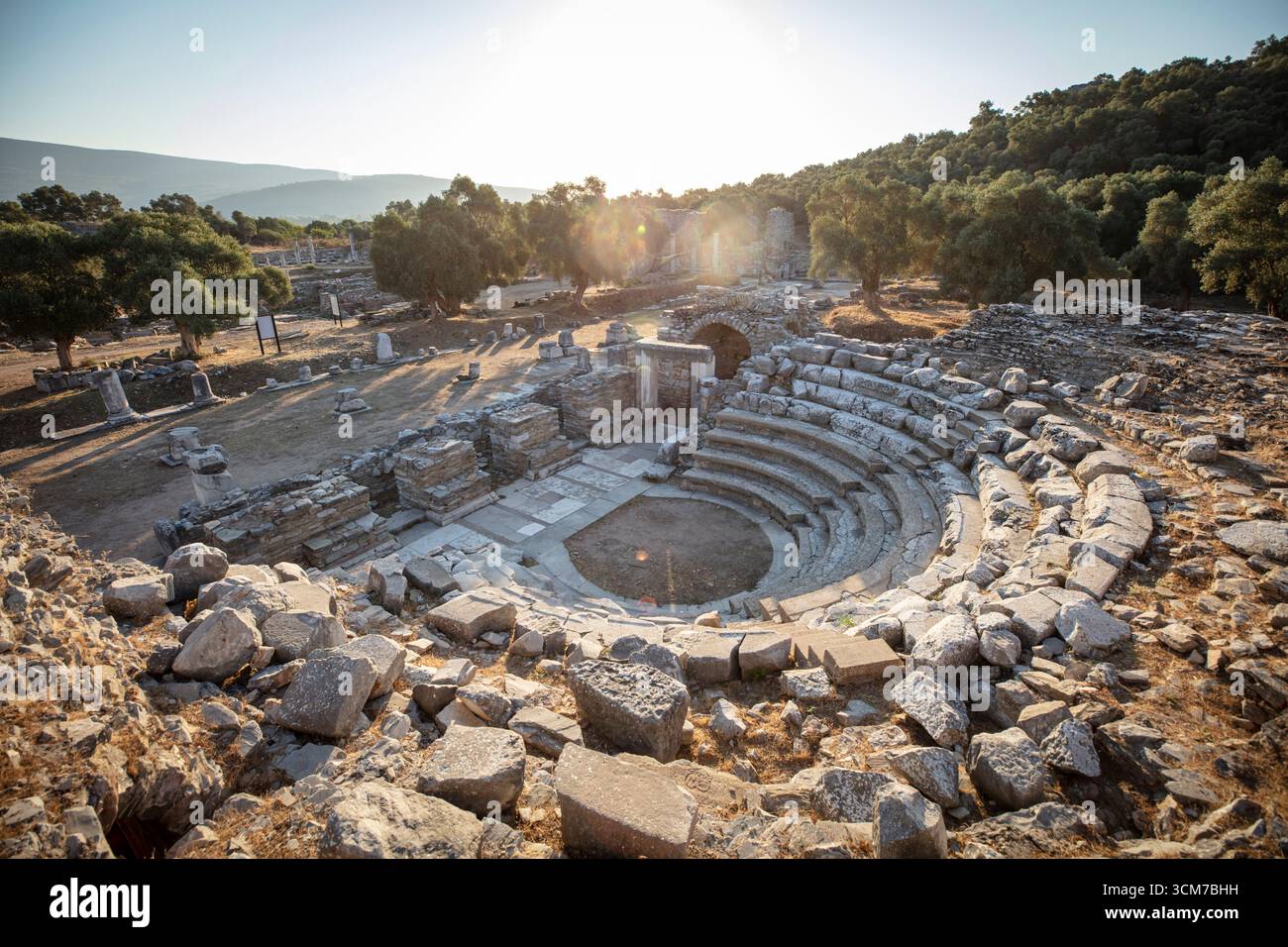 View of the ruins of Iasos Ancient City in the morning sun ...