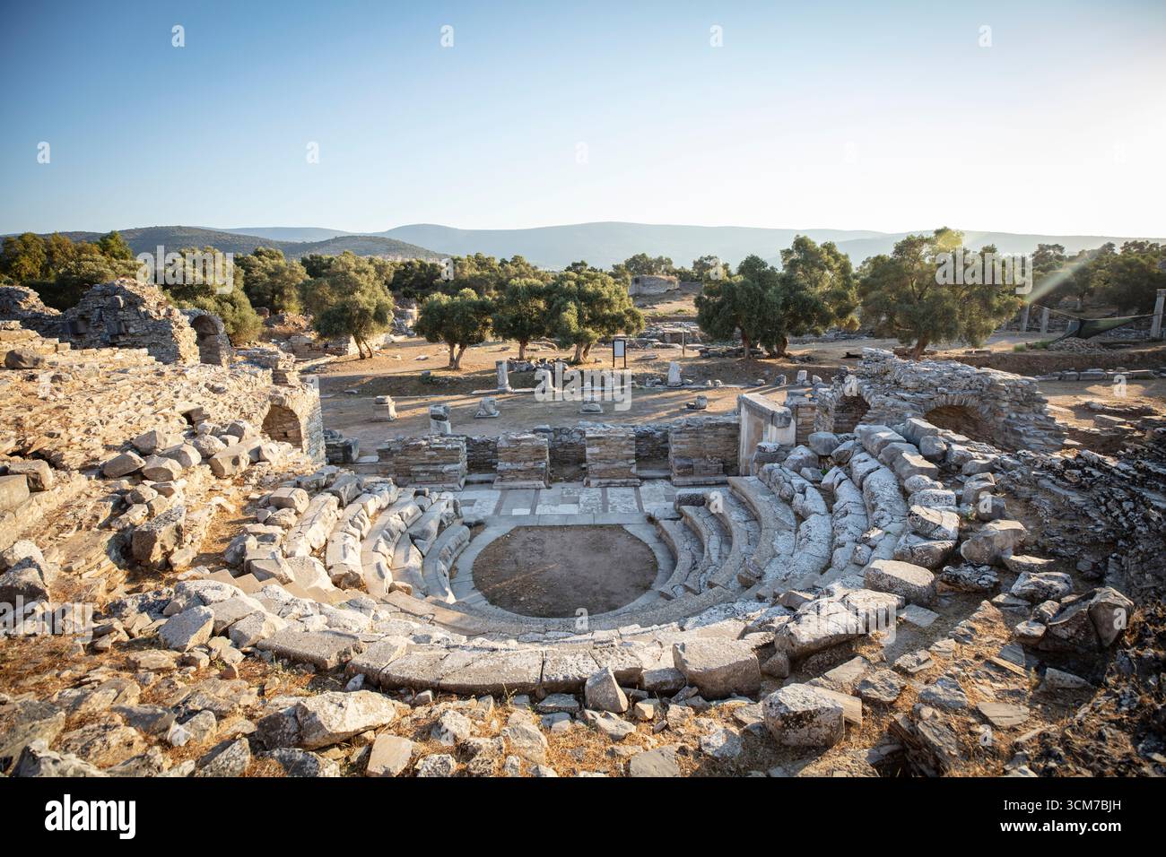 View of the ruins of Iasos Ancient City in the morning sun ...