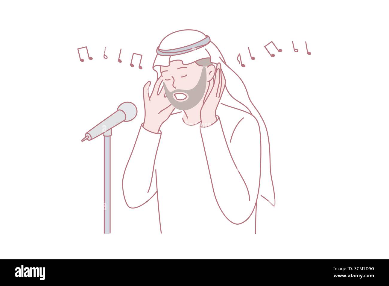 Muezzin and islamic culture concept. Man Person Reciter Calling for ...