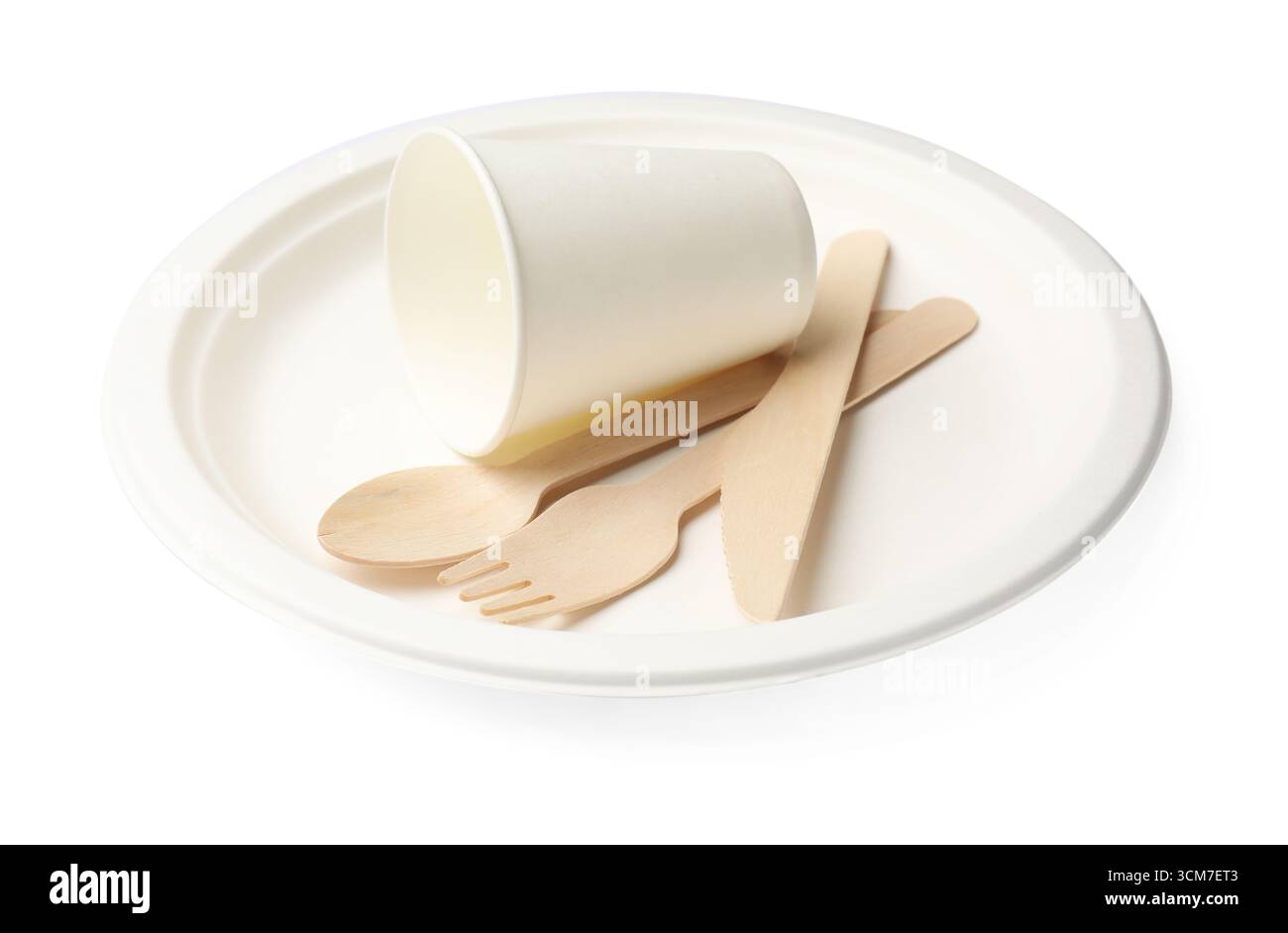 Set of disposable tableware isolated on white Stock Photo - Alamy