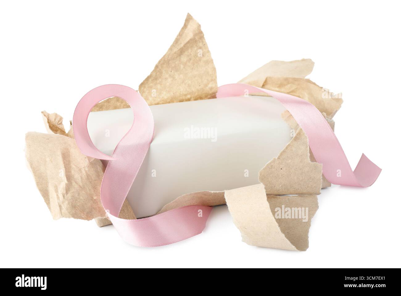 One unwrapped gift box isolated on white Stock Photo - Alamy
