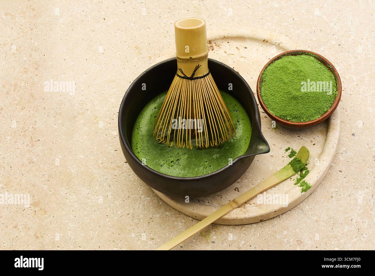 Matcha Tea Ceremony. Ceremonial matcha with bamboo whisk, bowl Stock ...
