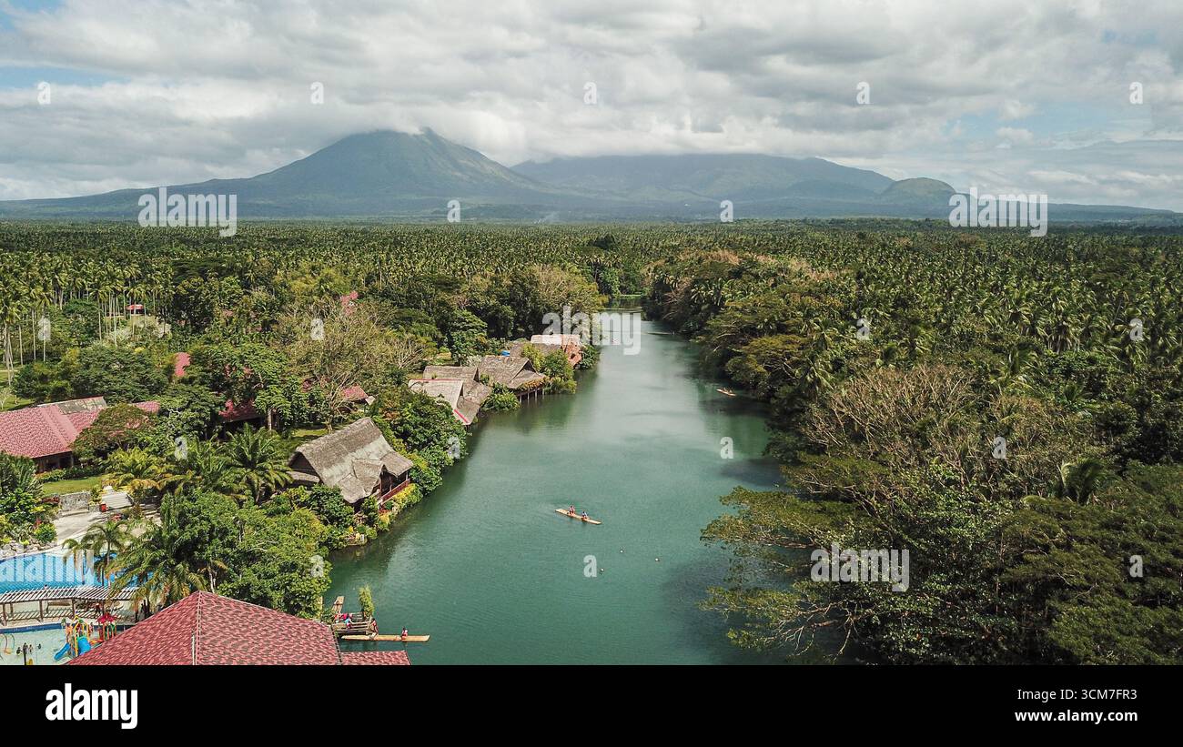 Aerial drone view of Villa Escudero resort, Tiaong, Quezon Province ...