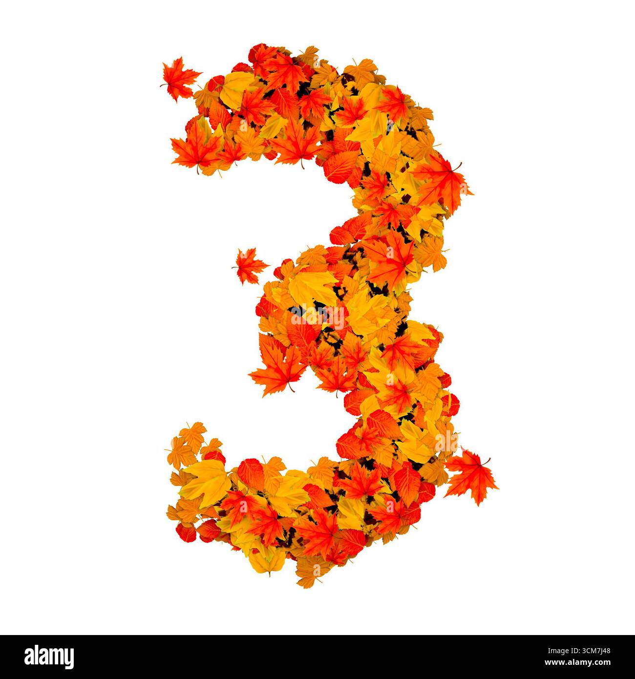 A number 3 made out of fall leaves Stock Photo - Alamy
