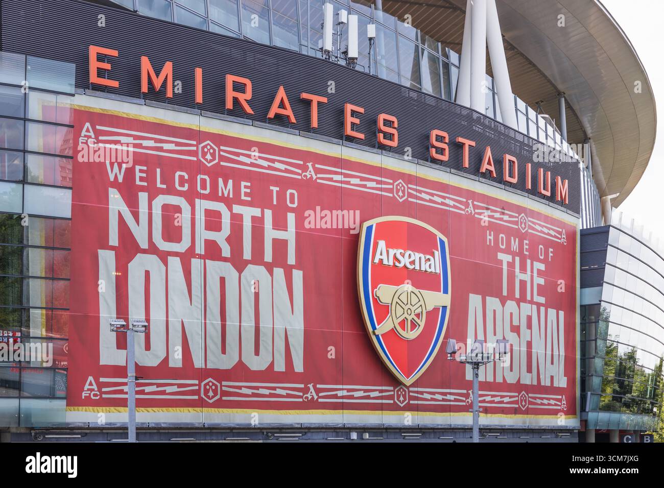 Contemporary exterior of Emirates Stadium, Arsenal FC's home. London ...