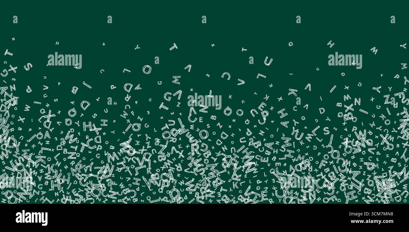 Falling letters of English language. Colorful childish flying ...