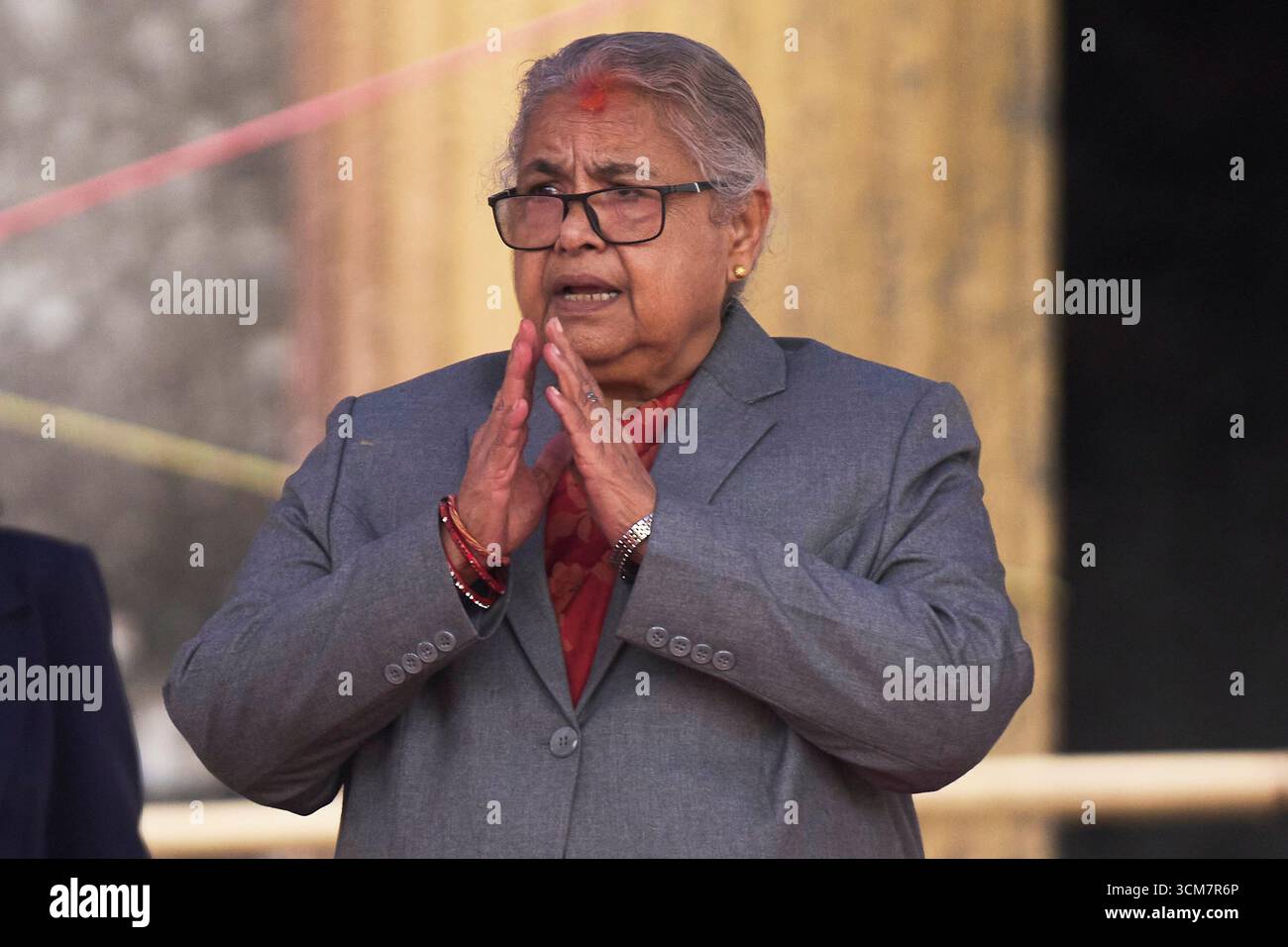 Nepal's new prime minister Sushila Karki greets ministers administered ...