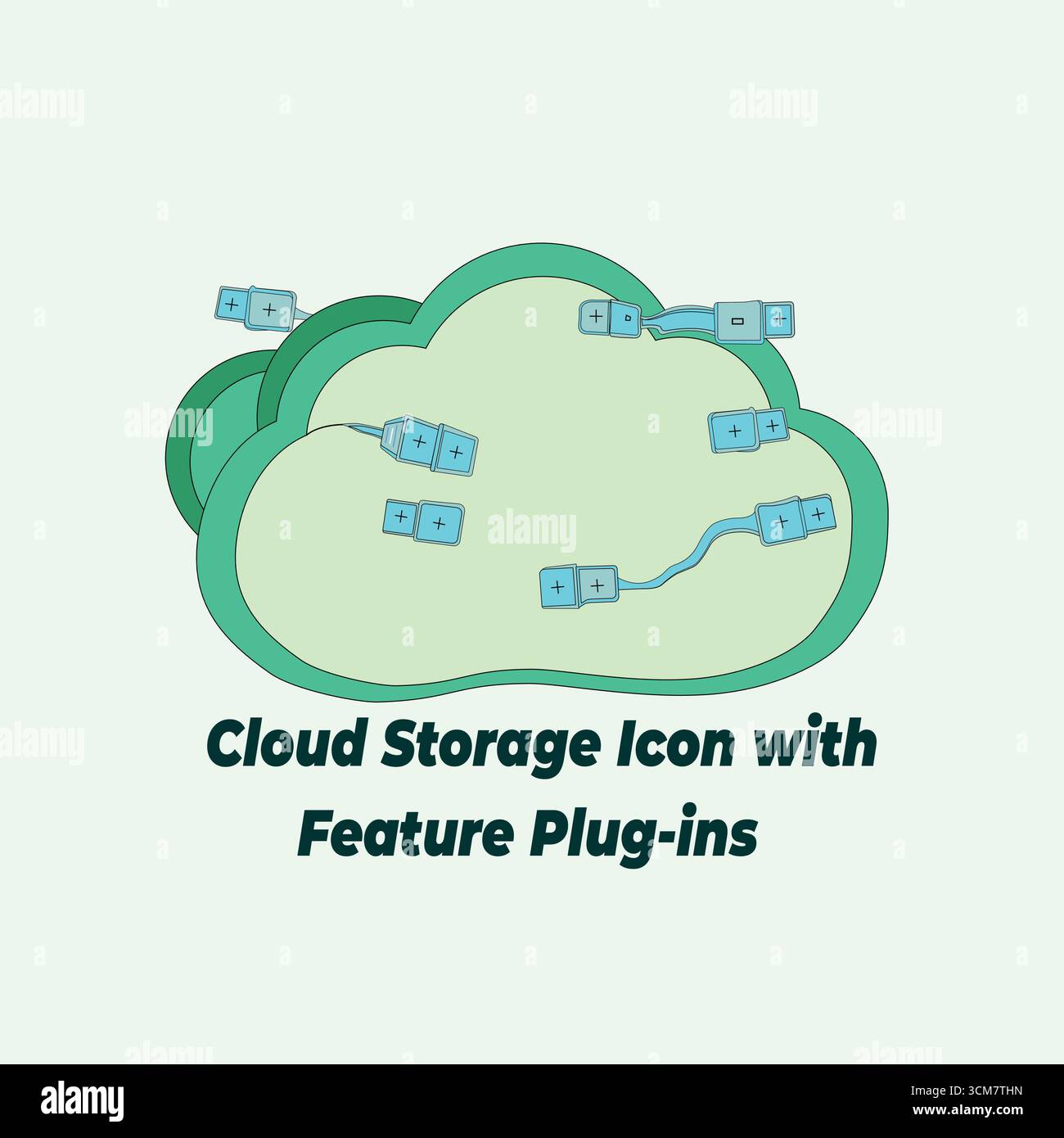 A modern cloud storage icon with integrated feature plug-ins Stock ...