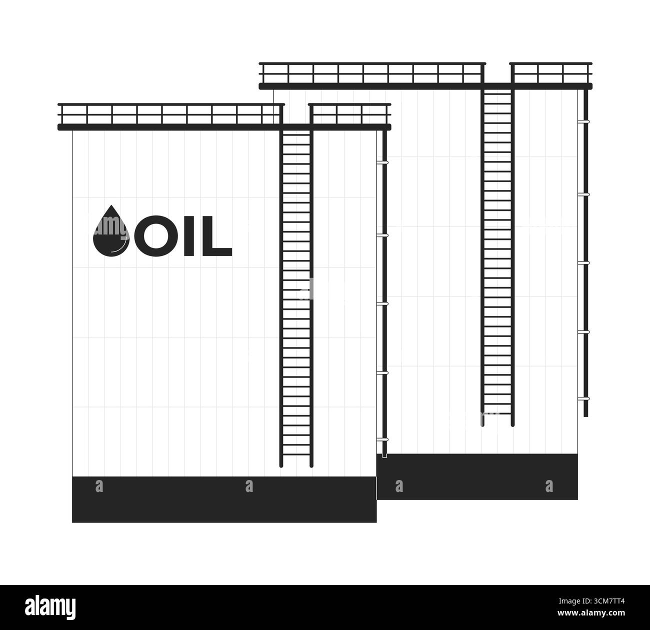 Crude oil storage tanks with access ladders outline illustration Stock ...