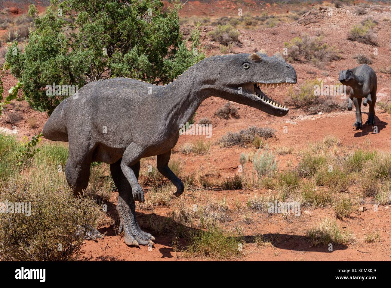Life-size replica of a Ceratosaurus dinosaur, in the Moab Giants ...
