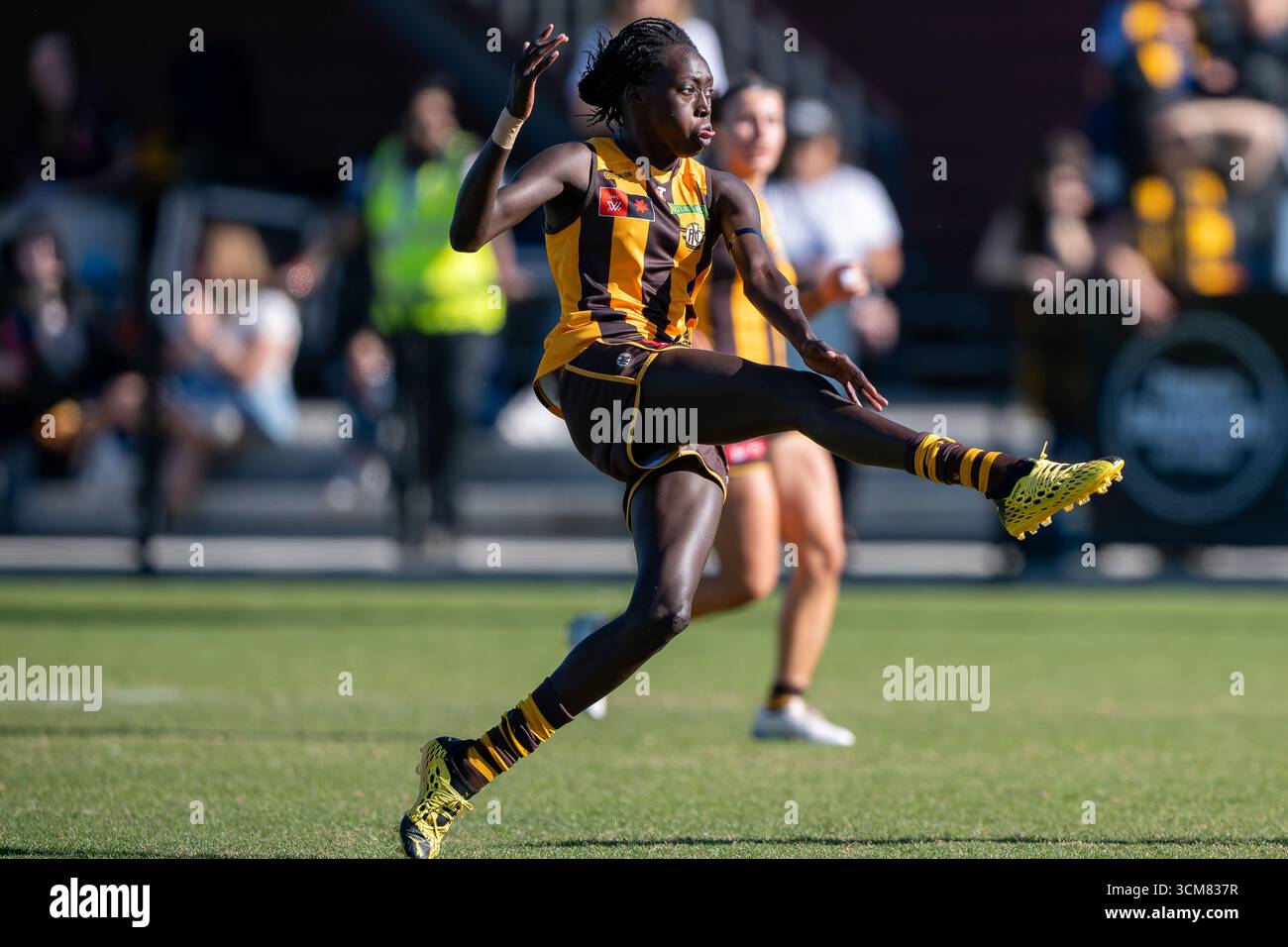 Grace Baba of Hawthorn seen in action during the AFLW Round 5 game between Adelaide Crows and ...